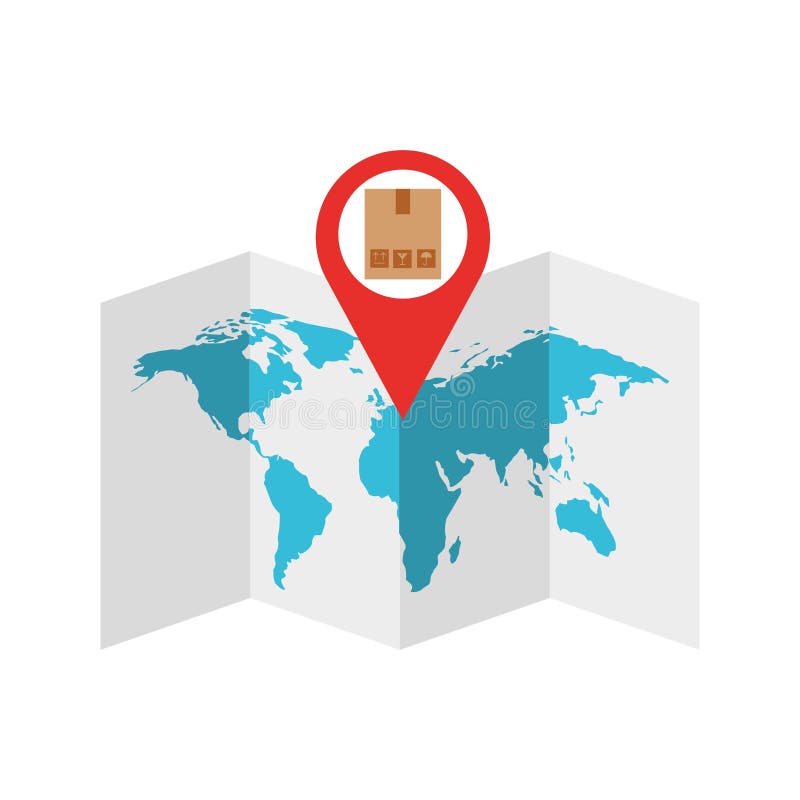 World Map with Pin Location Box Stock Vector - Illustration of flat ...