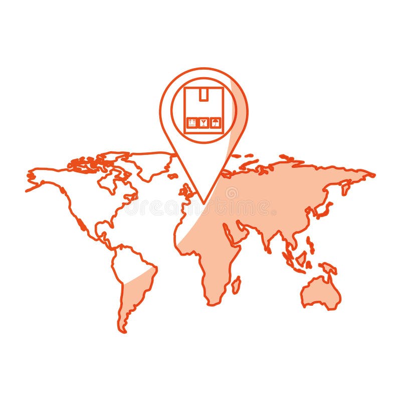 World Map with Pin Location Box Stock Vector - Illustration of modern ...