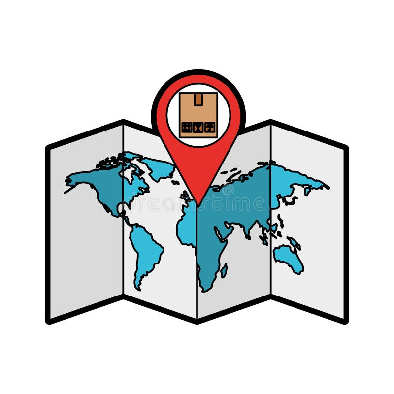 World Map with Pin Location Box Stock Vector - Illustration of location ...
