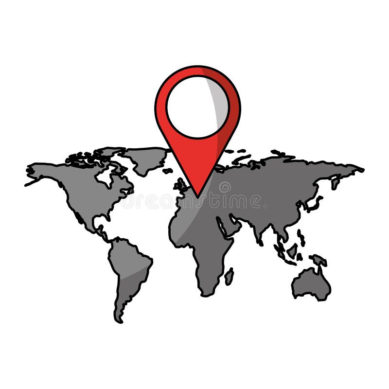 World Map with Pin Location Box Stock Vector - Illustration of concept ...