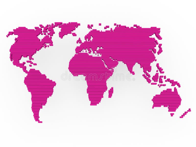 World Map Filled with Pink Watercolour Effect Stock Illustration ...