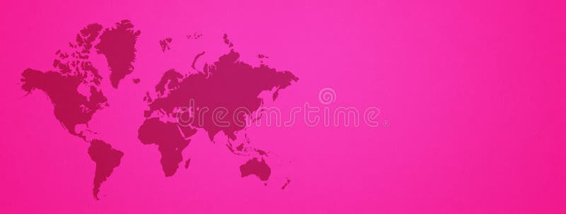 World Map on Pink Wall Background Stock Illustration - Illustration of ...