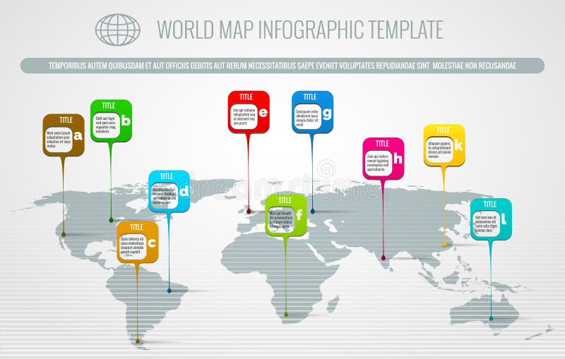 World map pins infographic stock vector. Illustration of globe - 123228302
