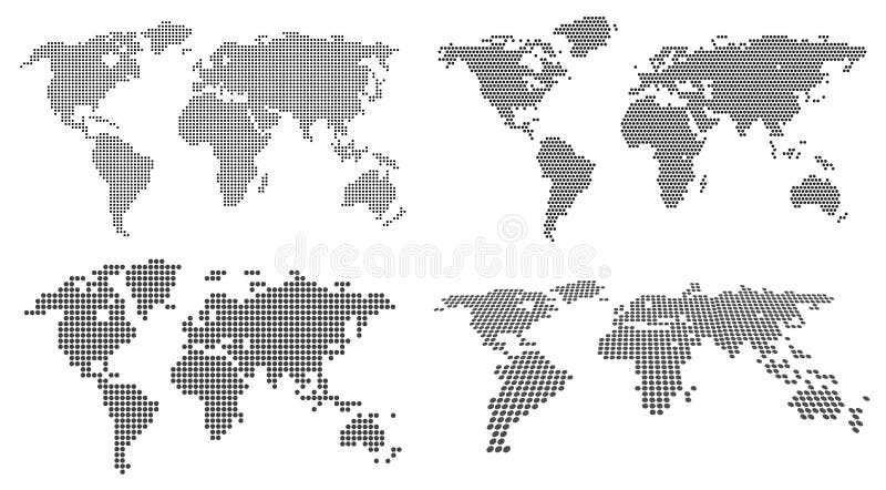 World Map with Pixels, Set Map of the World from Dots Stock Vector - Illustration of cartography ...