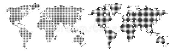 World Map with Pixels, Two Map of the World from Dots Stock Vector ...