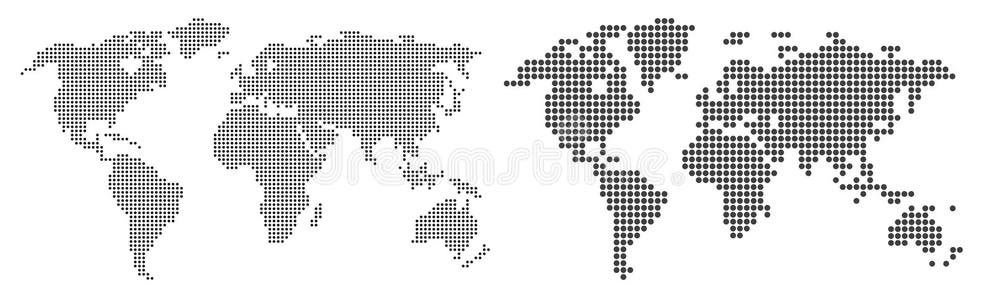 World Map with Pixels, Two Map of the World from Dots Stock Vector ...