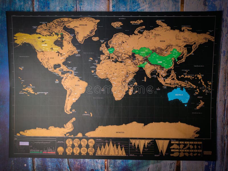 World Map Placed on a Wooden Table Stock Image - Image of symbol ...