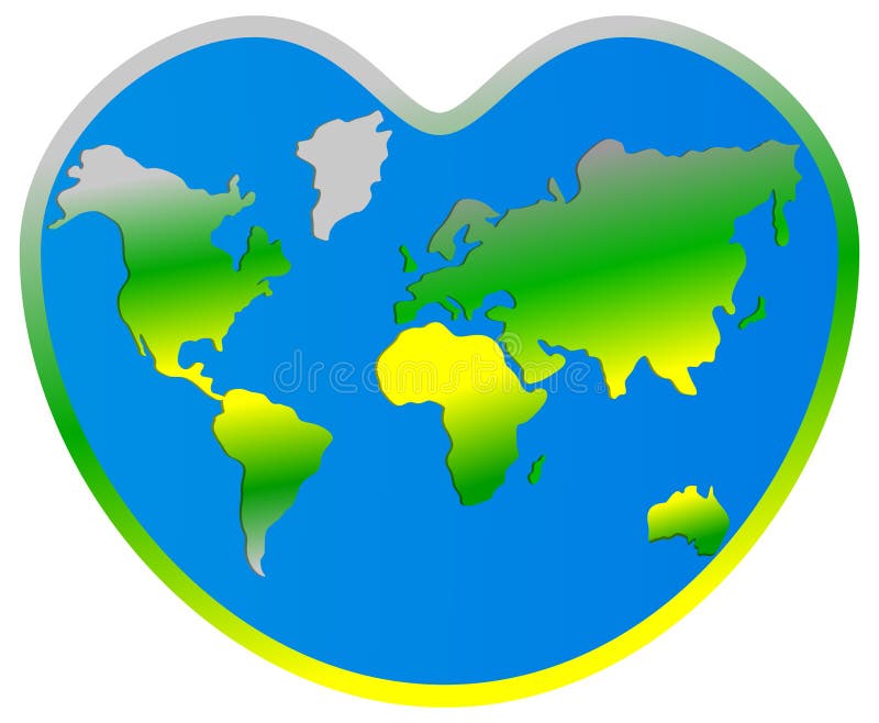 World Map Planet Earth In Heart Stock Vector - Illustration of concept ...
