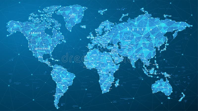 World Map Plexus - Global Technology and Business Connection Stock ...