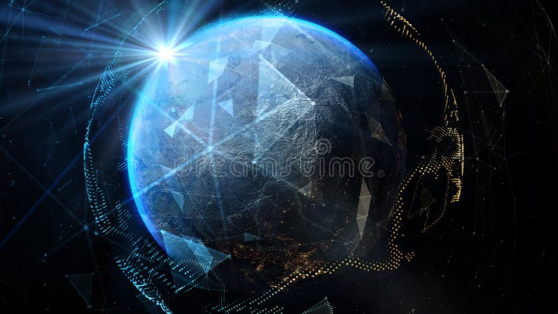 World Map Point. Global Network Connection and Telecommunication on ...