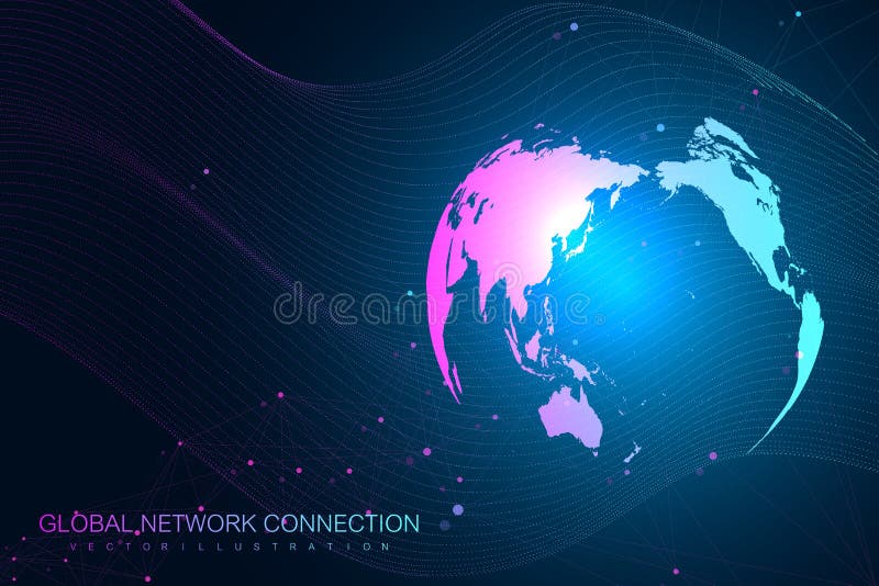 World Map Point with Global Technology Networking Concept. Digital Data ...