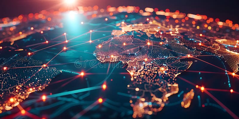 World Map Point and Line Composition Concept of Global Business ...