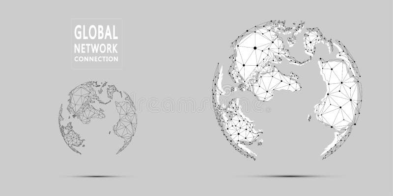 World Map Point and Line Composition Concept Stock Illustration ...