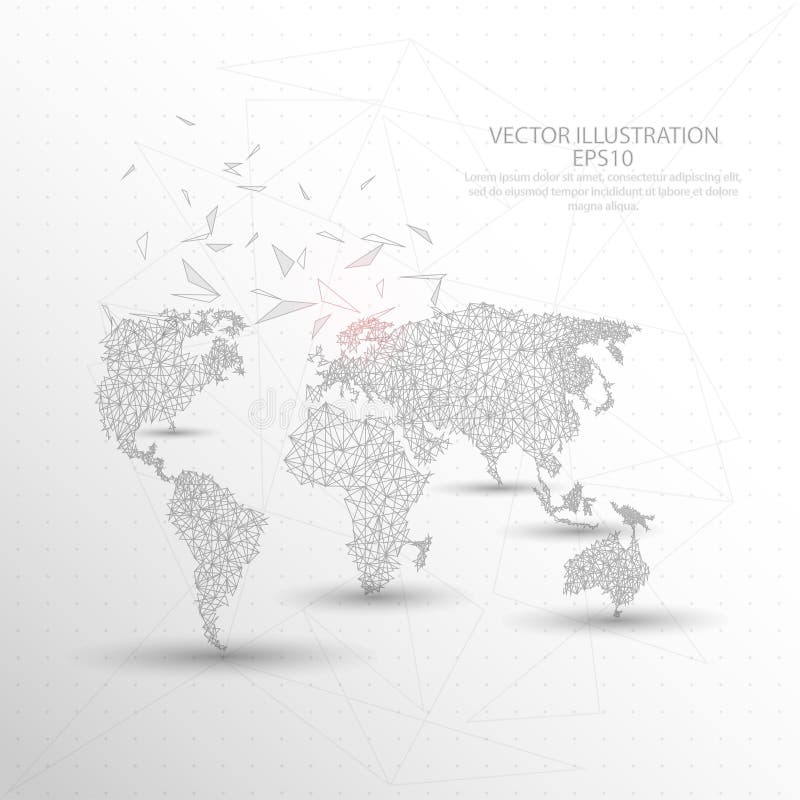 Globe World Map Shape Digitally Drawn Low Poly Wire Frame. Stock Vector ...