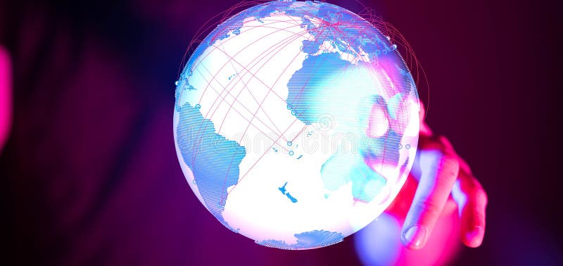A World Map Point, Line, Composition, Representing the Global Stock ...