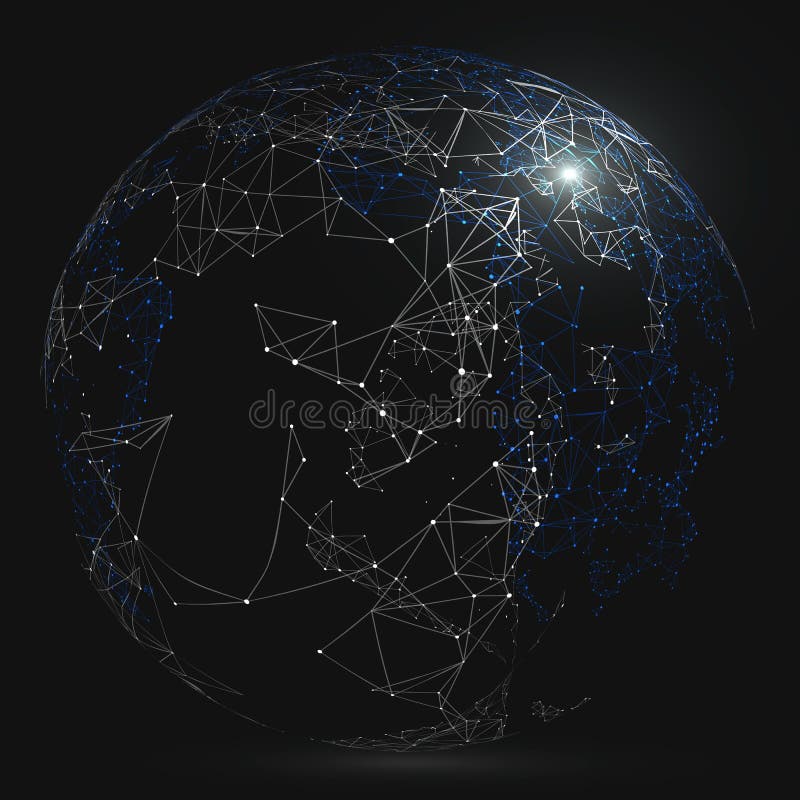 World Map Point, Line, Composition, Representing the Global. Stock ...