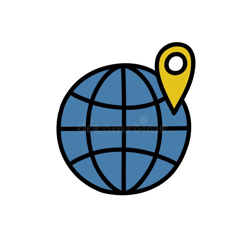 World Map Pointer Doodle Icon, Vector Color Line Illustration Stock ...