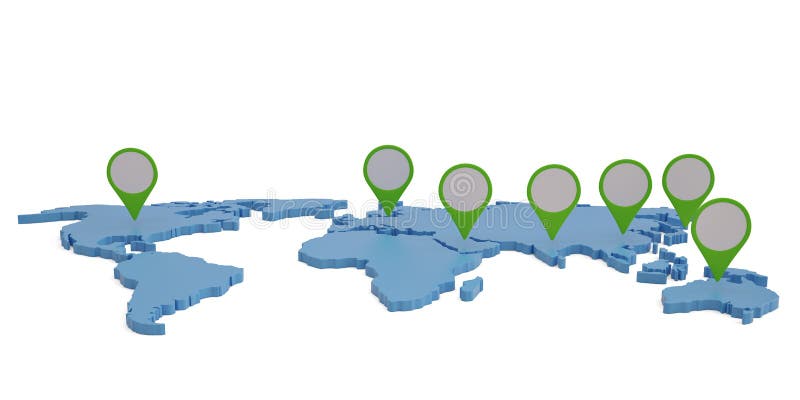 World Map With Pointer Marks Communication Concept 3d Illustration