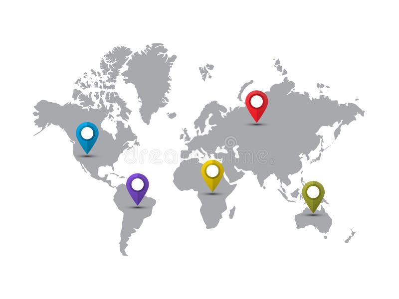 World map with pointer stock illustration. Illustration of bubble ...