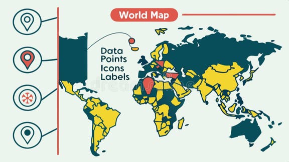 World Map , Pointers, Global Locations , Infographic Elements Vector ...