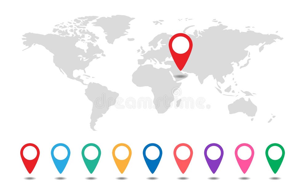 World map with pointers stock illustration. Illustration of folded ...