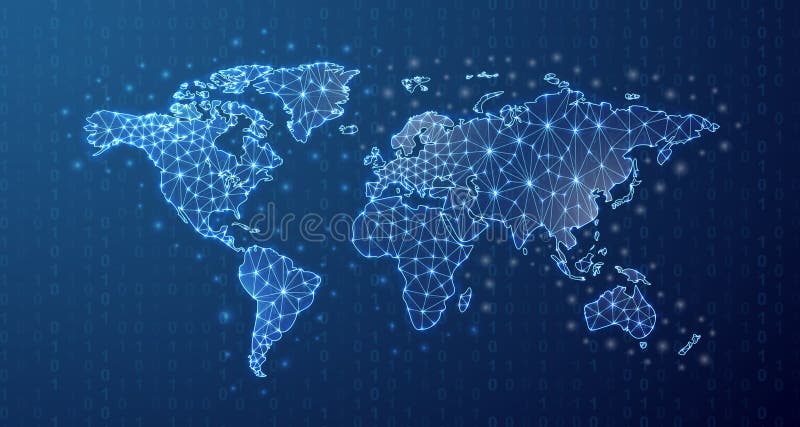 World Map Polygonal Symbol with Binary Code Background. Travel Concept ... World Map Polygonal Symbol with Binary Code Background. Travel Concept ...