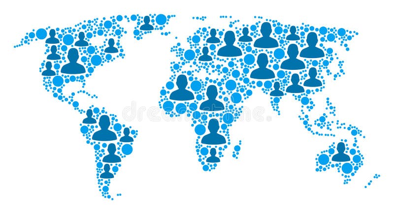 World Map Population People Stock Vector - Illustration of blue ...