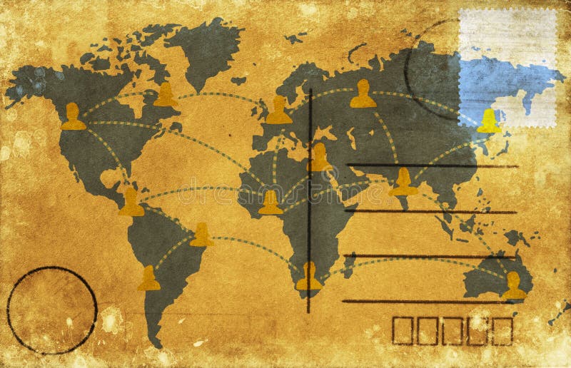 World map postcard stock illustration. Illustration of grunge - 22913955