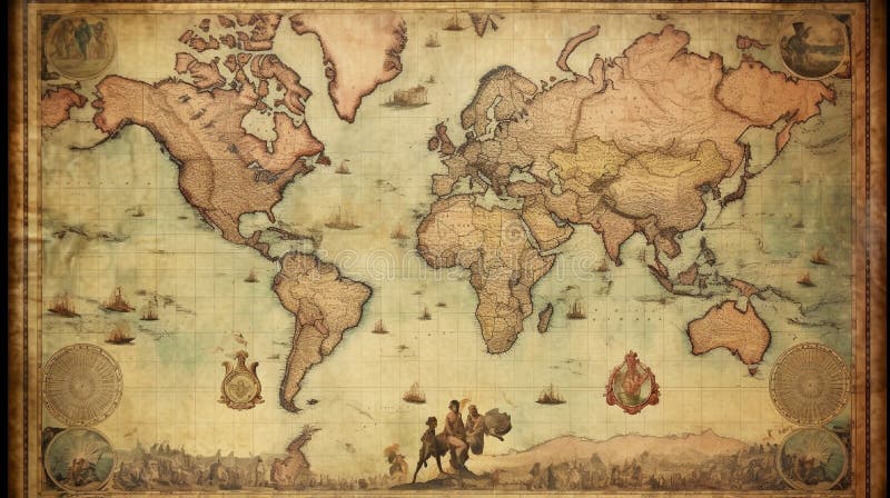 World Map in Poster Frame Generated by AI Tool Stock Illustration ...