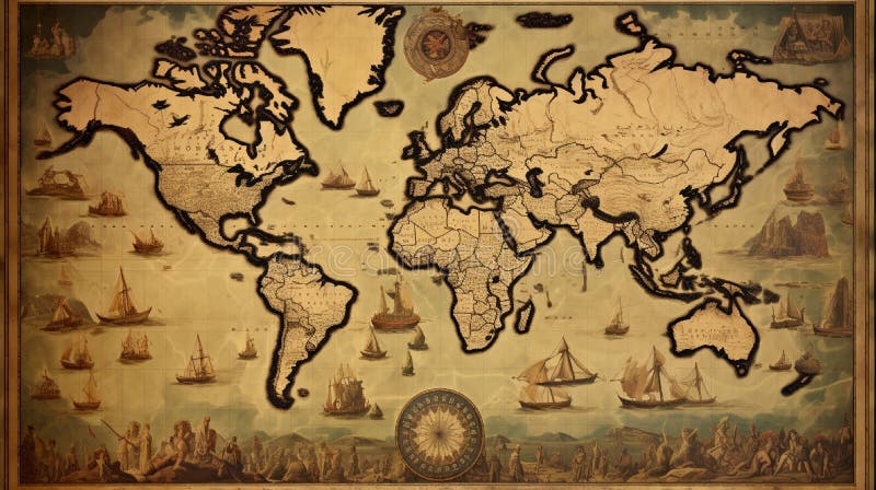 World Map in Poster Frame Generated by AI Tool Stock Illustration ...