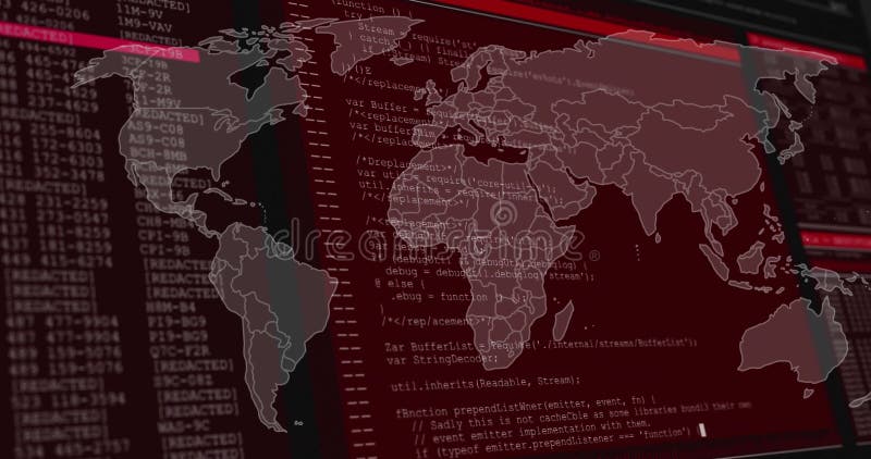 World Map And Programming Code Cybersecurity Animation Stock Video