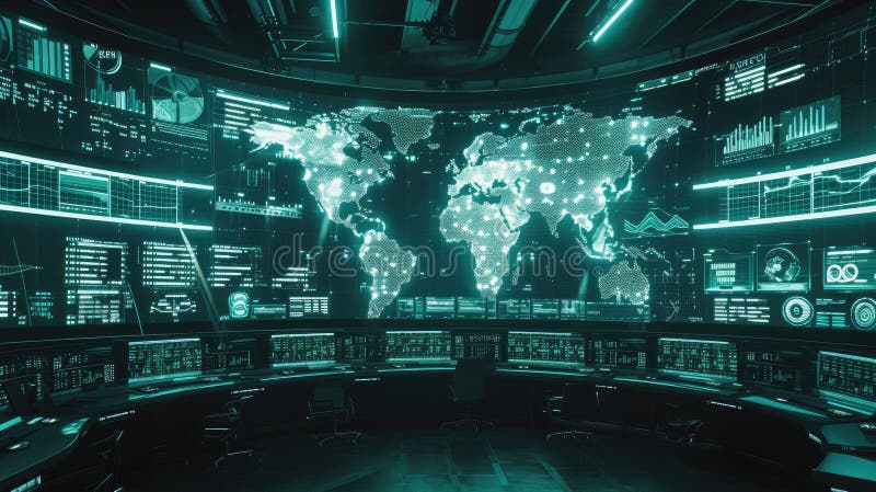 World Map Projection in Advanced Technology Environment. Stock ...