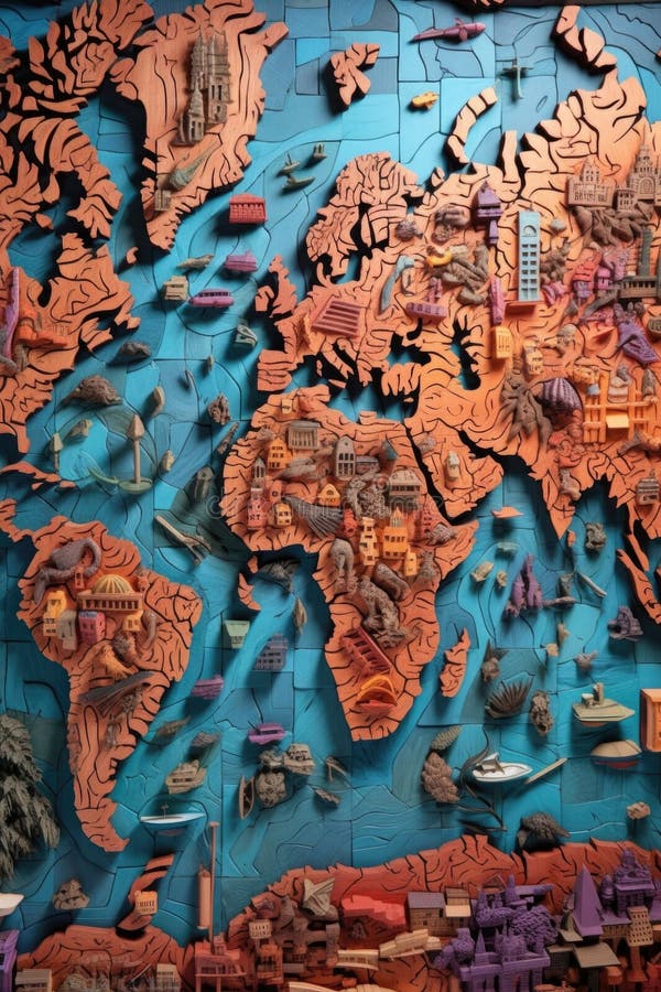 World Map Puzzle with Pieces Scattered Around Stock Photo - Image of ...