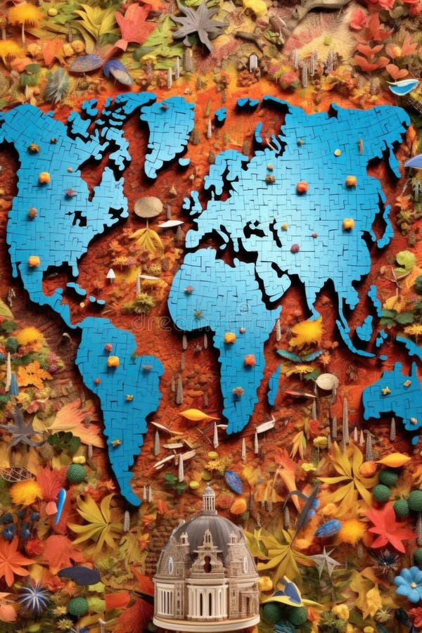 World Map Puzzle with Missing Pieces Stock Illustration - Illustration ...