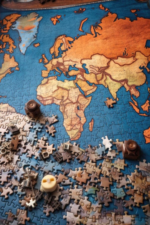 World Map Puzzle with Missing Pieces Stock Illustration - Illustration ...