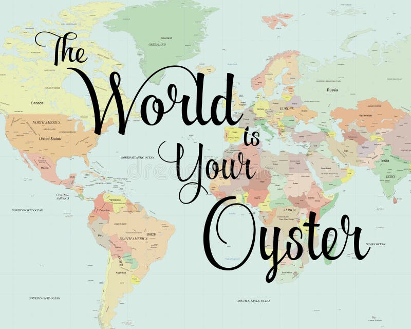 World map with quote stock illustration. Illustration of inspire - 71983936