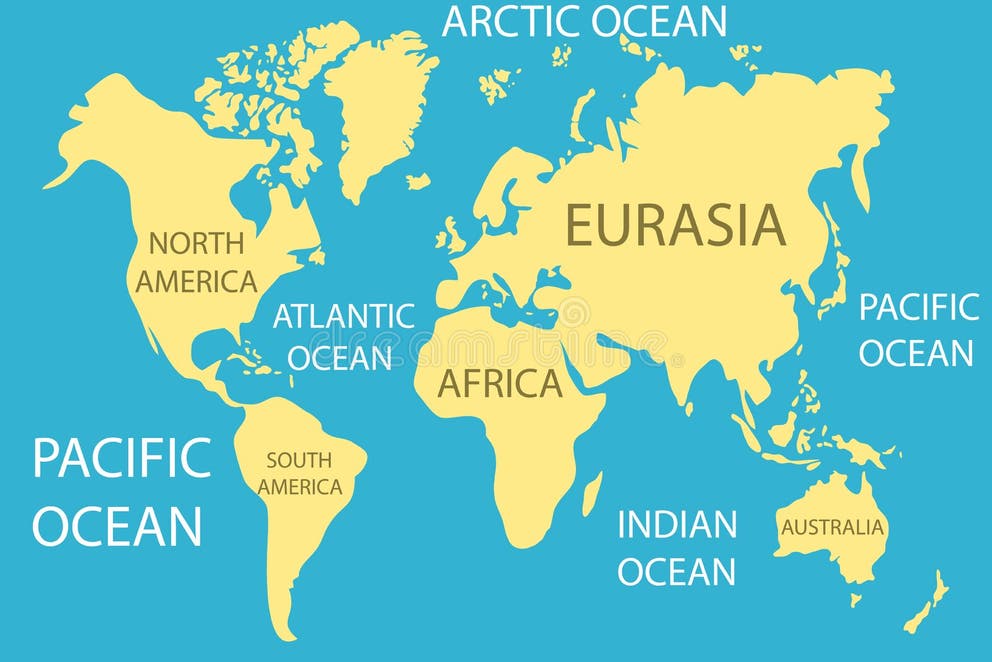 World Map, Realistic World Map with Continents and Oceans Stock ...