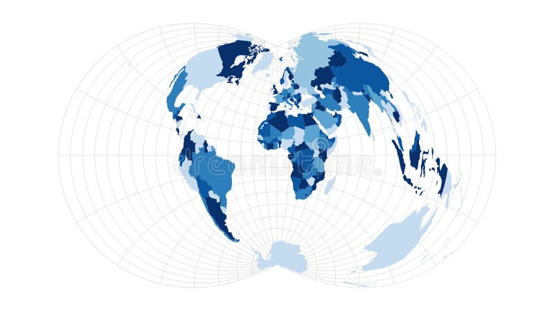 World Map. Rectangular War Office Polyconic. Stock Illustration ...