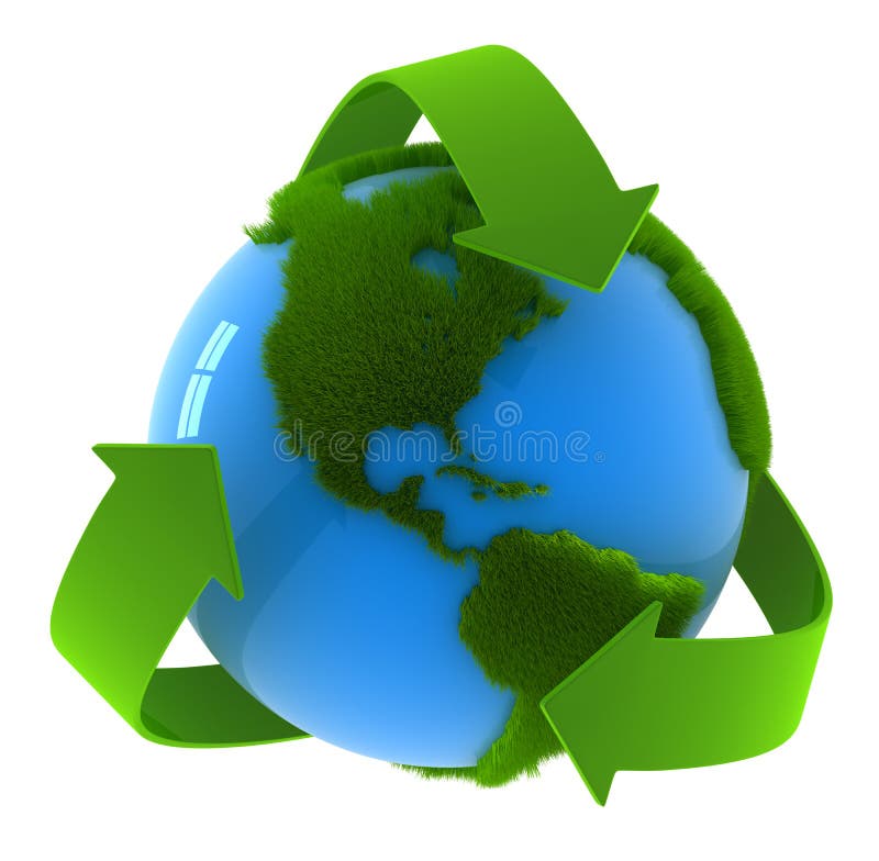 World Map with Recycle Symbol Stock Illustration - Illustration of ...