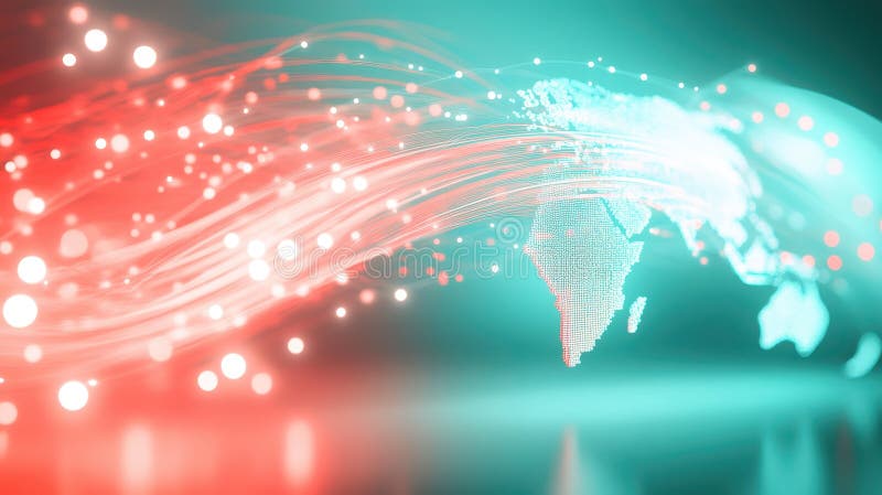 World Map with Red and Blue Split Background, Visual Representation of ...