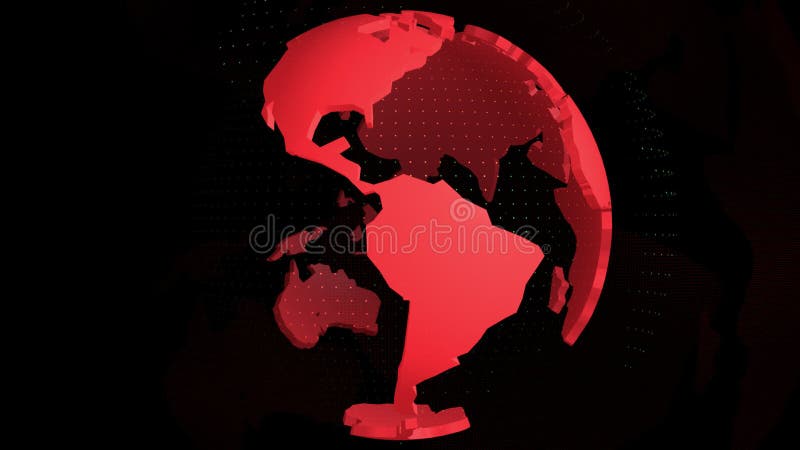 World Map Red Color on Black Background Stock Footage - Video of sphere ...