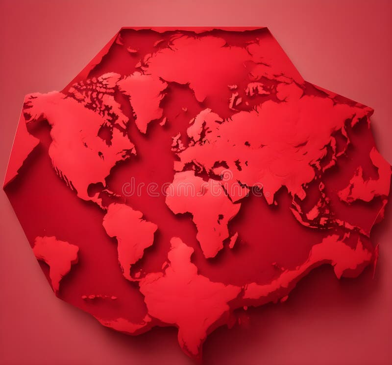 World map red polygon map stock illustration. Illustration of organ ...
