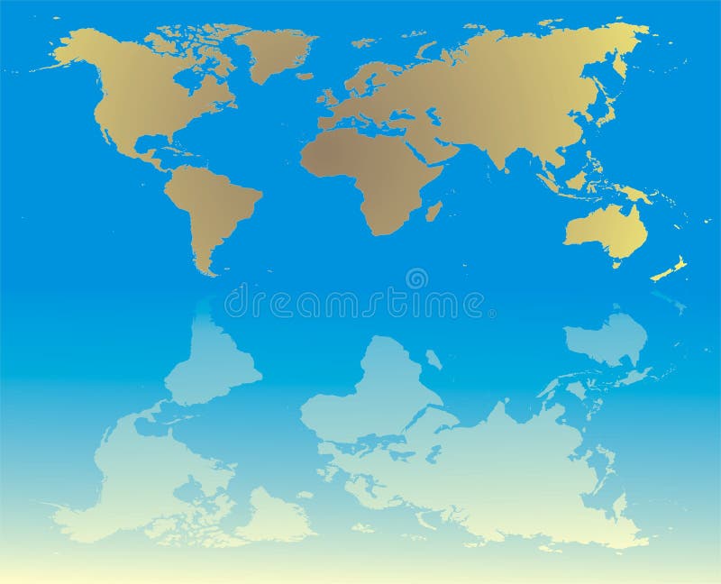 World map with reflection stock vector. Illustration of continental ...
