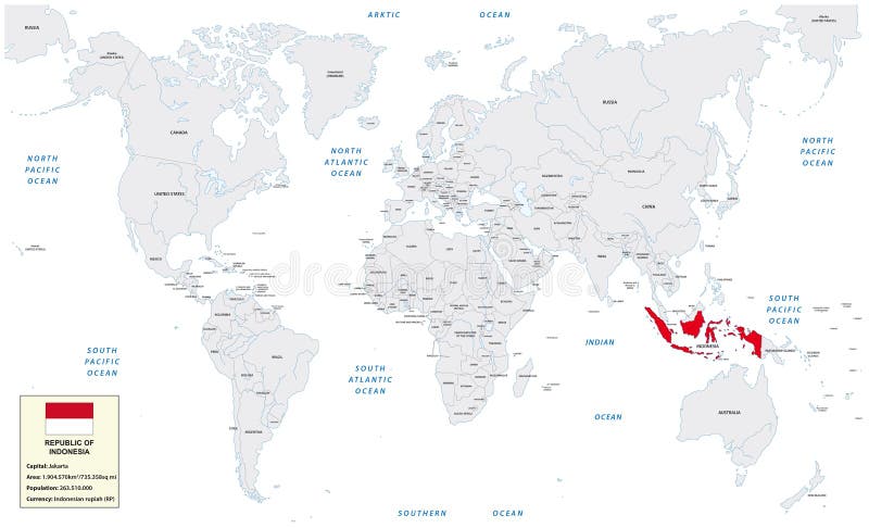 Indonesia Map On A World Map With Flag And Map Pointer. Vector ...