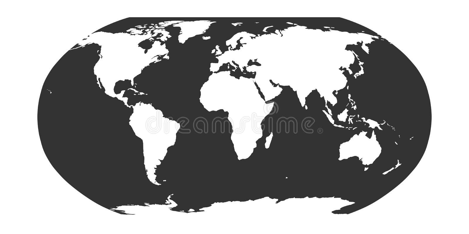 World Map in Robinson Projection with Meridians and Parallels Grid ...