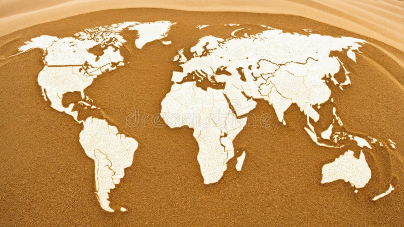 World Map in Sand Background Stock Illustration - Illustration of earth ...