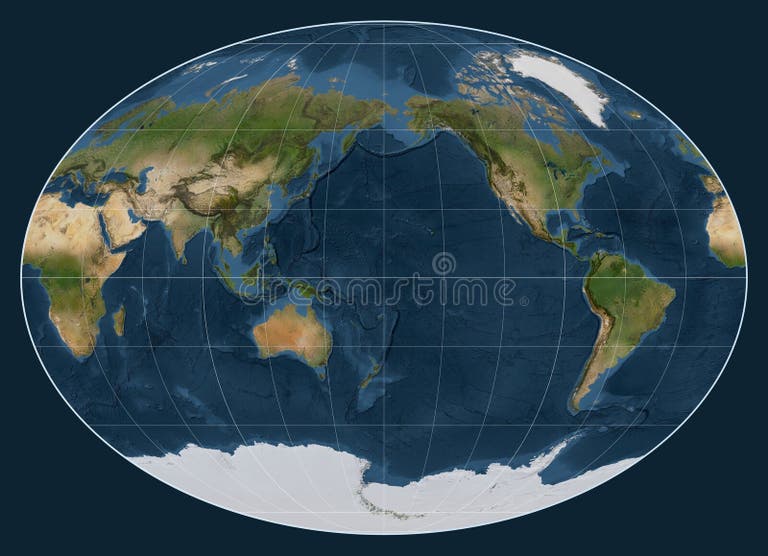 World Map. Satellite. Fahey Projection. Meridian: 180 Stock ...