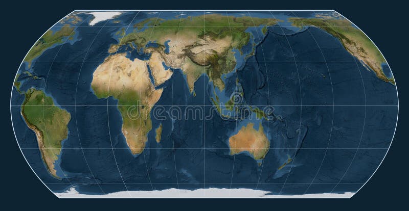 World Map. Satellite. Hatano Asymmetrical Equal Area Projection. Stock ...