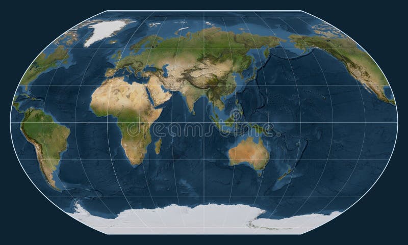 World Map. Satellite. Kavrayskiy VII Projection. Meridian: 90 Ea Stock ...