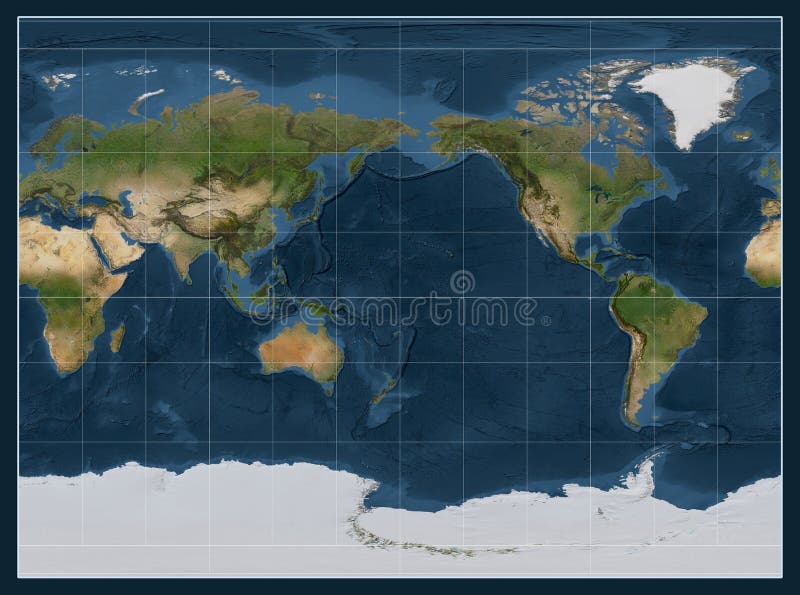 World Map. Satellite. Miller Cylindrical Projection. Meridian: 1 Stock ...